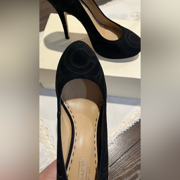 Coach | Shoes | Coach High Heels Black Suede Size 7 Like New Just Twice ...